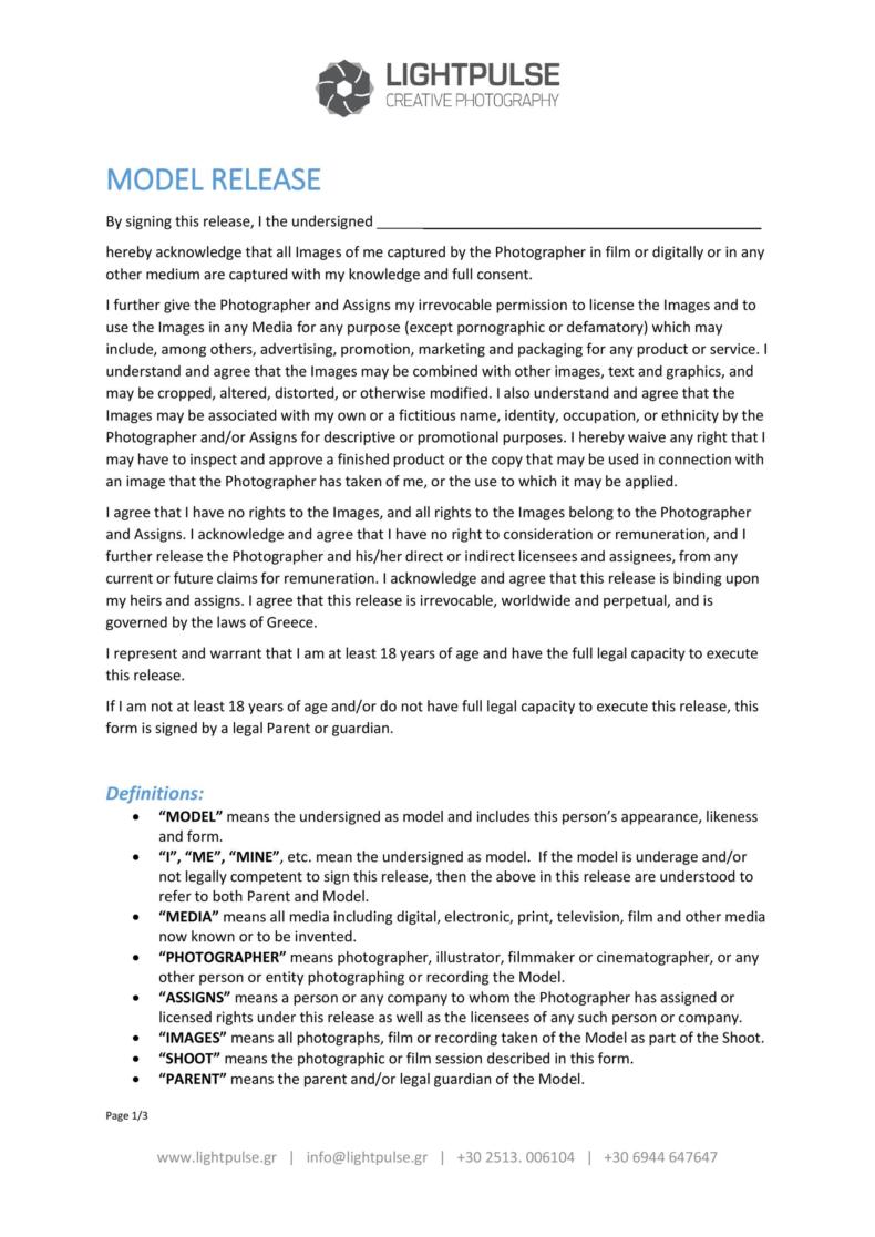 50 Best Model Release Forms (Free Templates) ᐅ TemplateLab