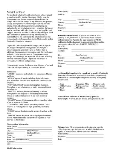 50 Best Model Release Forms (Free Templates) ᐅ TemplateLab