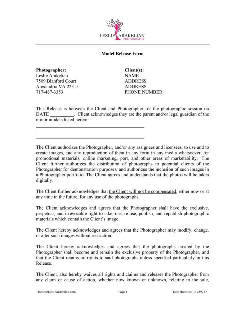 50 Best Model Release Forms (Free Templates) ᐅ TemplateLab