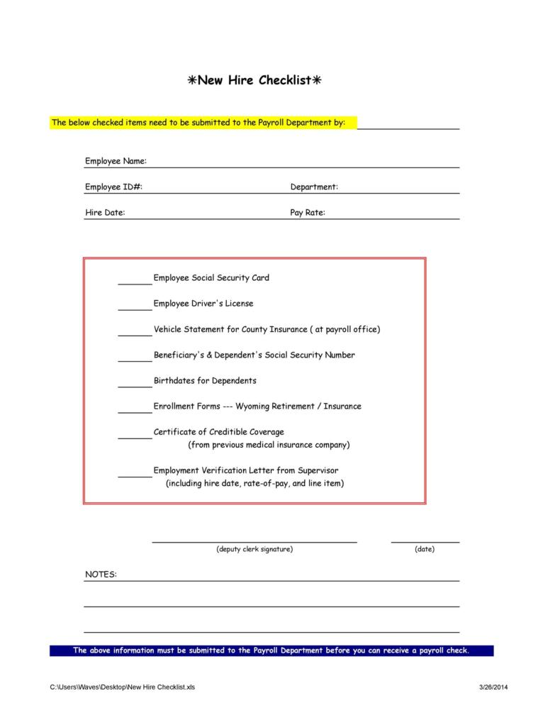 50 Useful New Hire Checklist Templates & Forms ᐅ TemplateLab