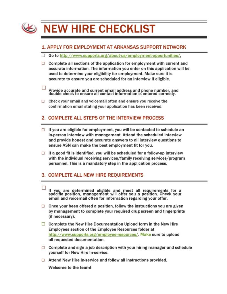 50 Useful New Hire Checklist Templates & Forms ᐅ TemplateLab
