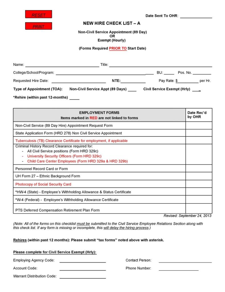 50 Useful New Hire Checklist Templates & Forms ᐅ TemplateLab