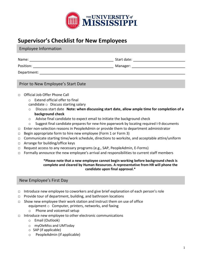 50 Useful New Hire Checklist Templates & Forms ᐅ TemplateLab