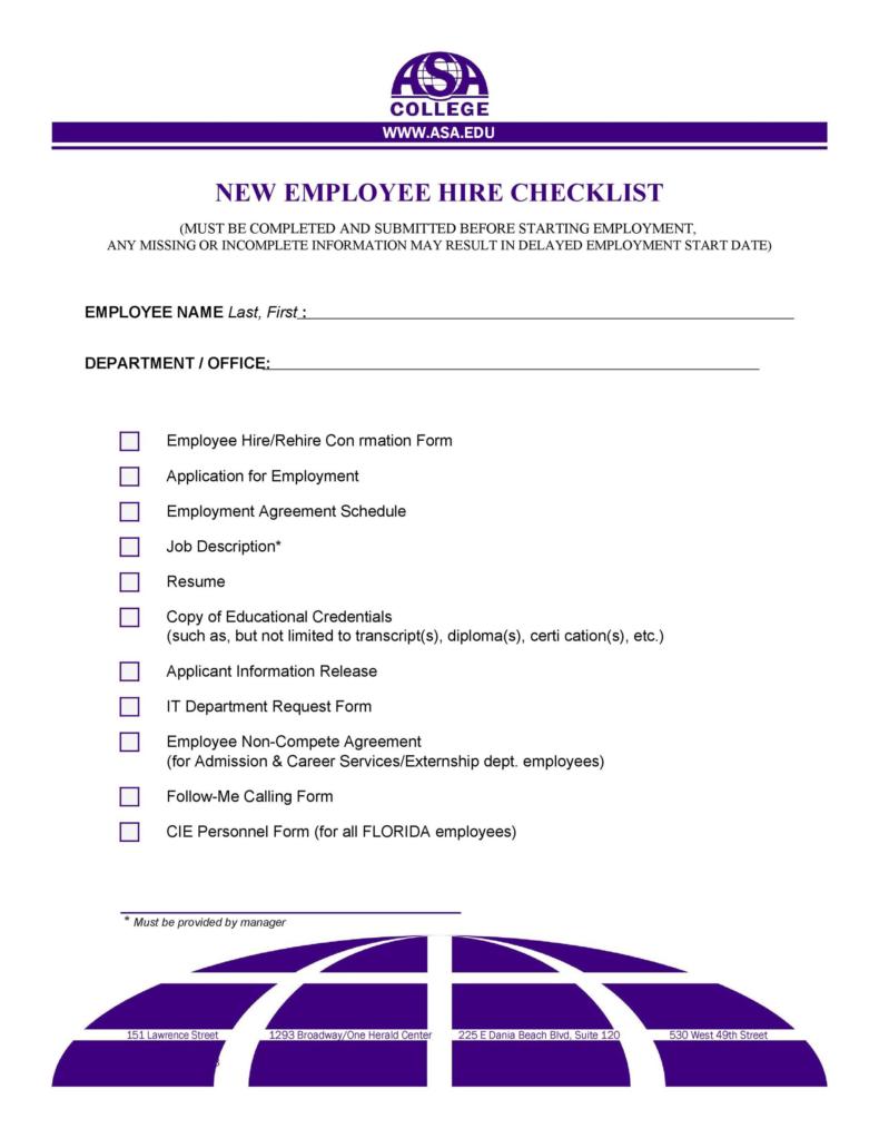 50 Useful New Hire Checklist Templates & Forms ᐅ TemplateLab