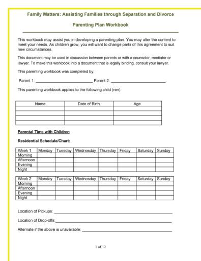 49 FREE Parenting Plan & Custody Agreement Templates