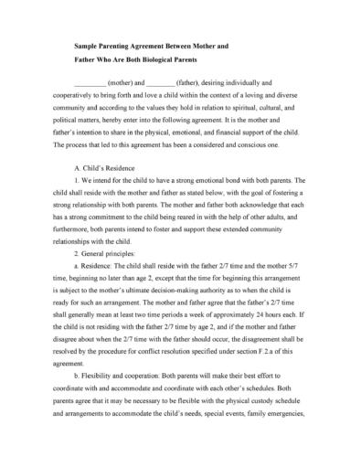 49 FREE Parenting Plan & Custody Agreement Templates