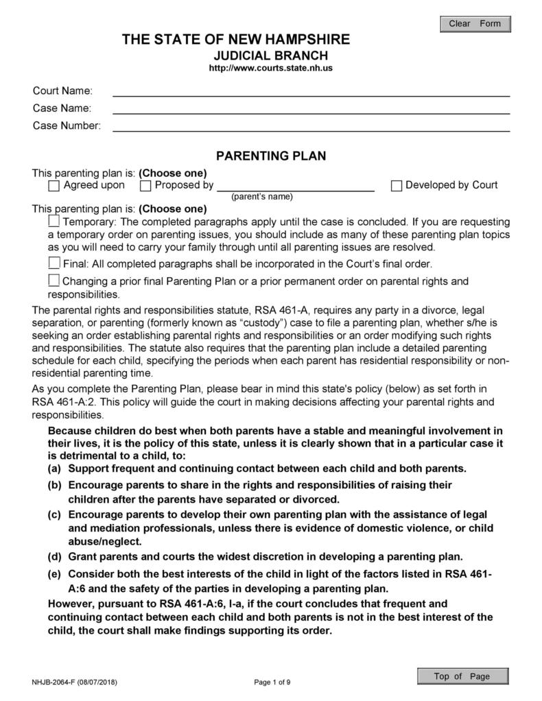 49 FREE Parenting Plan & Custody Agreement Templates