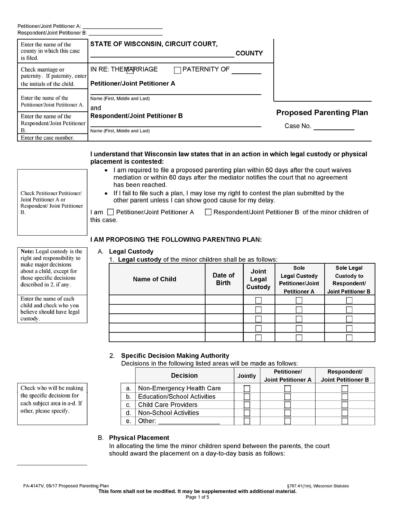 49 FREE Parenting Plan & Custody Agreement Templates