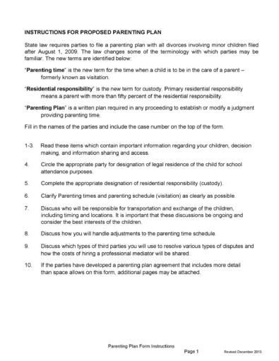 49 FREE Parenting Plan & Custody Agreement Templates