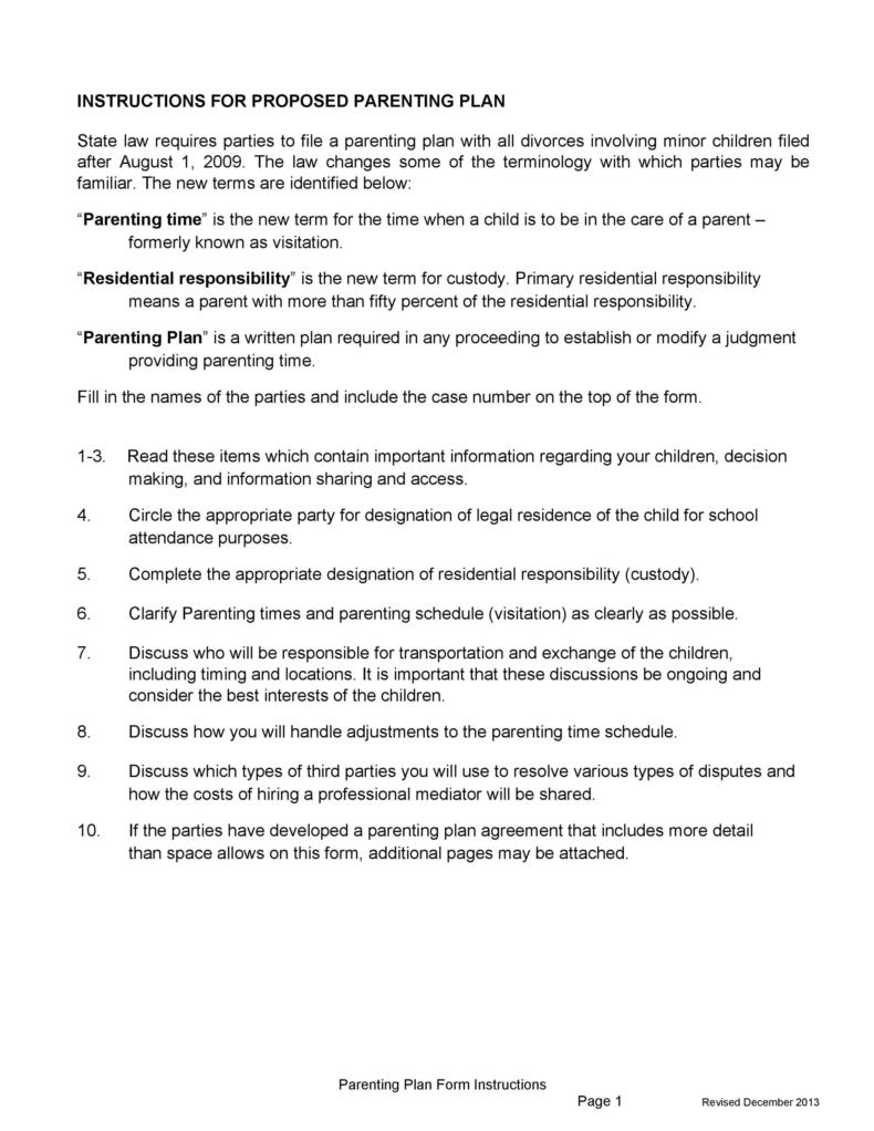 49 FREE Parenting Plan & Custody Agreement Templates