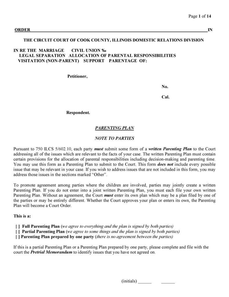 49 FREE Parenting Plan & Custody Agreement Templates