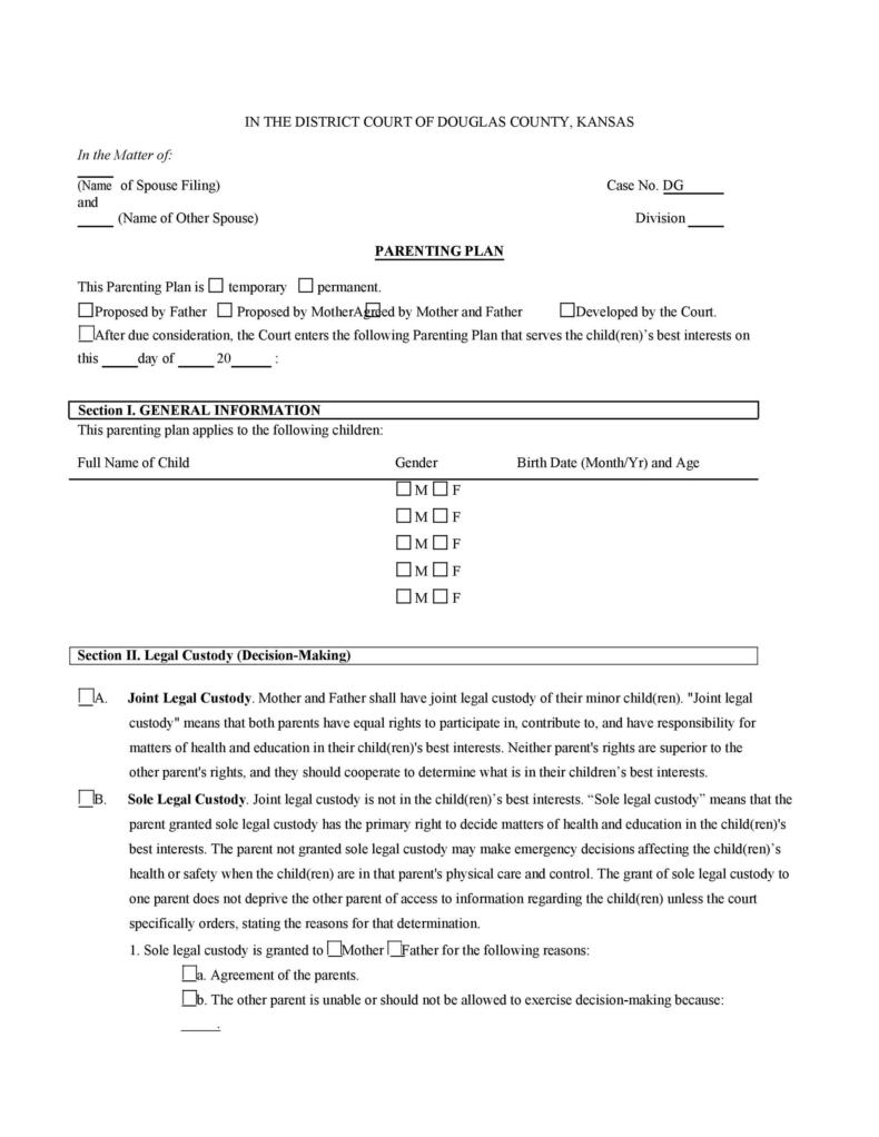 49 FREE Parenting Plan & Custody Agreement Templates