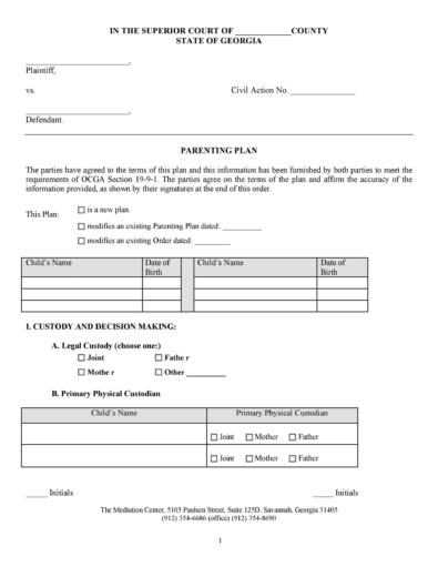 49 FREE Parenting Plan & Custody Agreement Templates