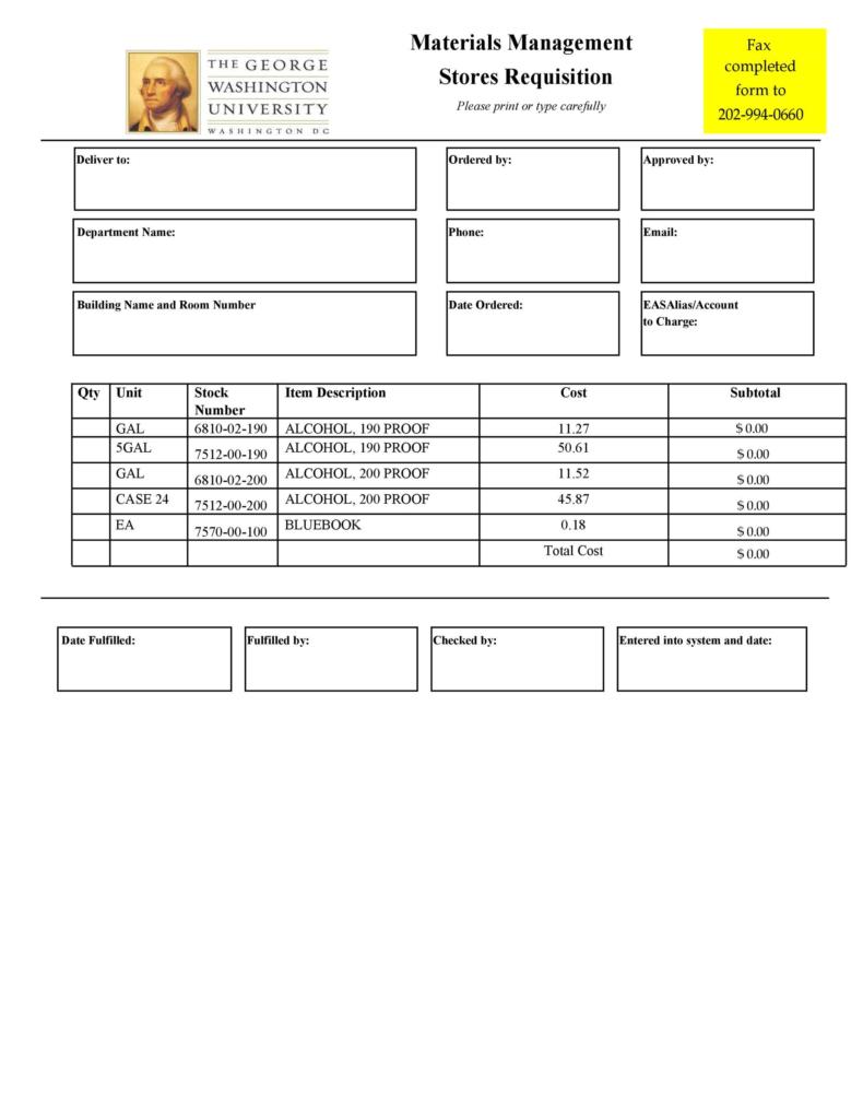50 Professional Requisition Forms [Purchase / Materials / Lab]