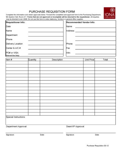 50 Professional Requisition Forms [Purchase / Materials / Lab]