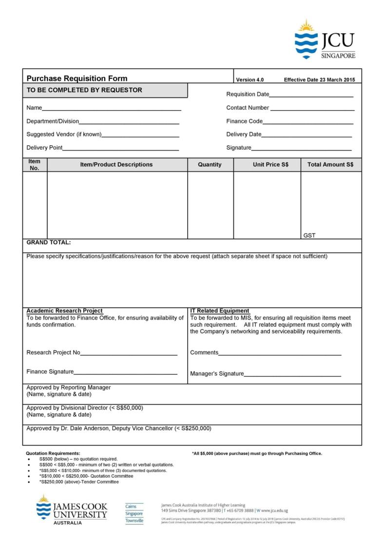 50 Professional Requisition Forms [Purchase / Materials / Lab]