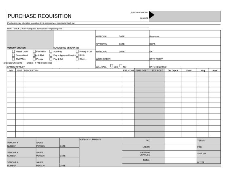 50 Professional Requisition Forms [purchase Materials Lab]