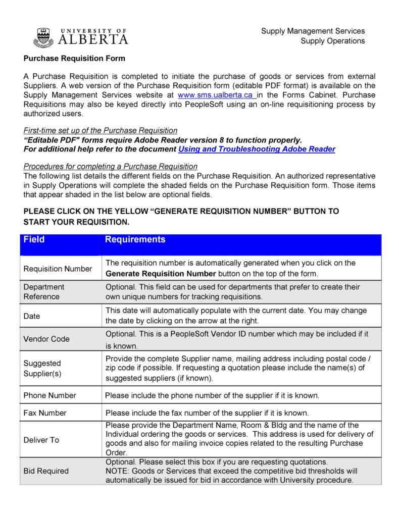 50 Professional Requisition Forms [Purchase / Materials / Lab]