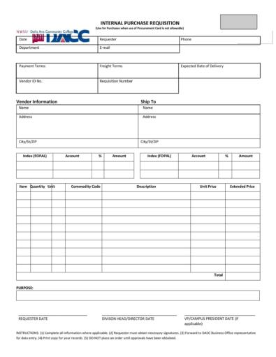 50 Professional Requisition Forms [Purchase / Materials / Lab]