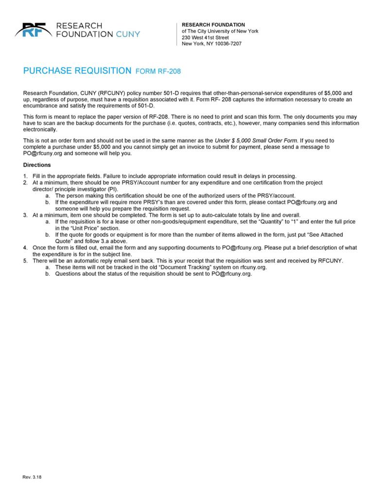 50 Professional Requisition Forms [Purchase / Materials / Lab]