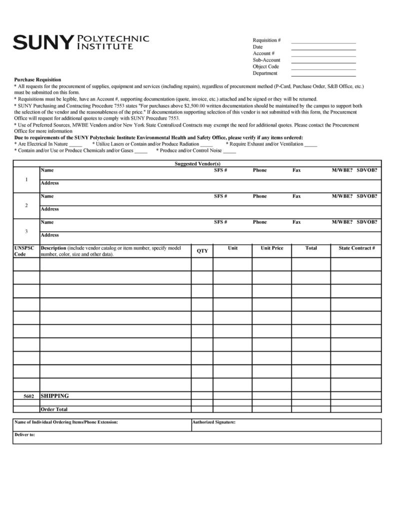 50 Professional Requisition Forms [Purchase / Materials / Lab]