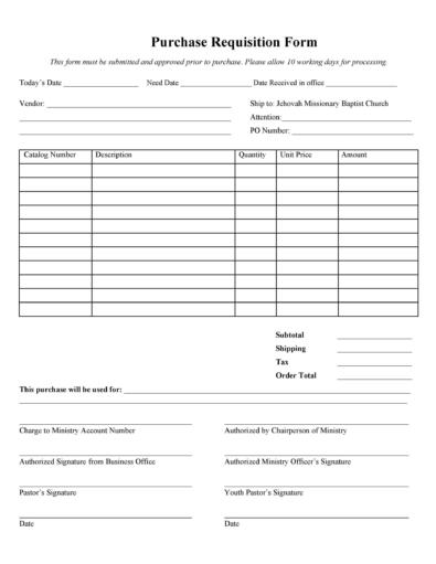 50 Professional Requisition Forms [Purchase / Materials / Lab]
