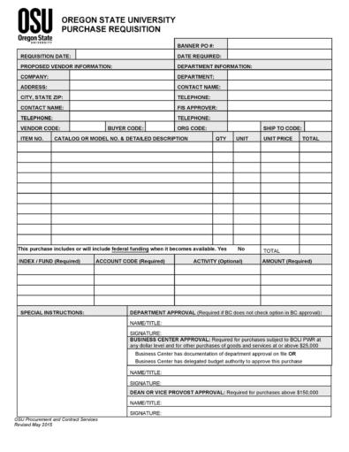 50 Professional Requisition Forms [Purchase / Materials / Lab]