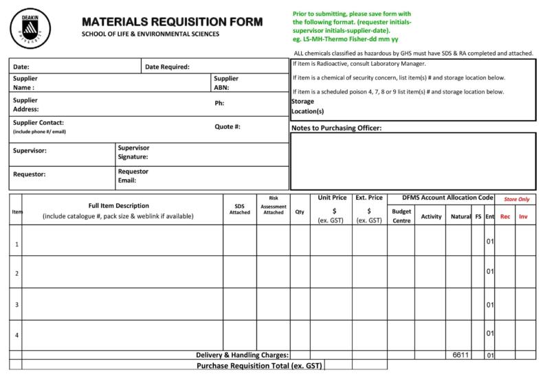 50 Professional Requisition Forms [Purchase / Materials / Lab]