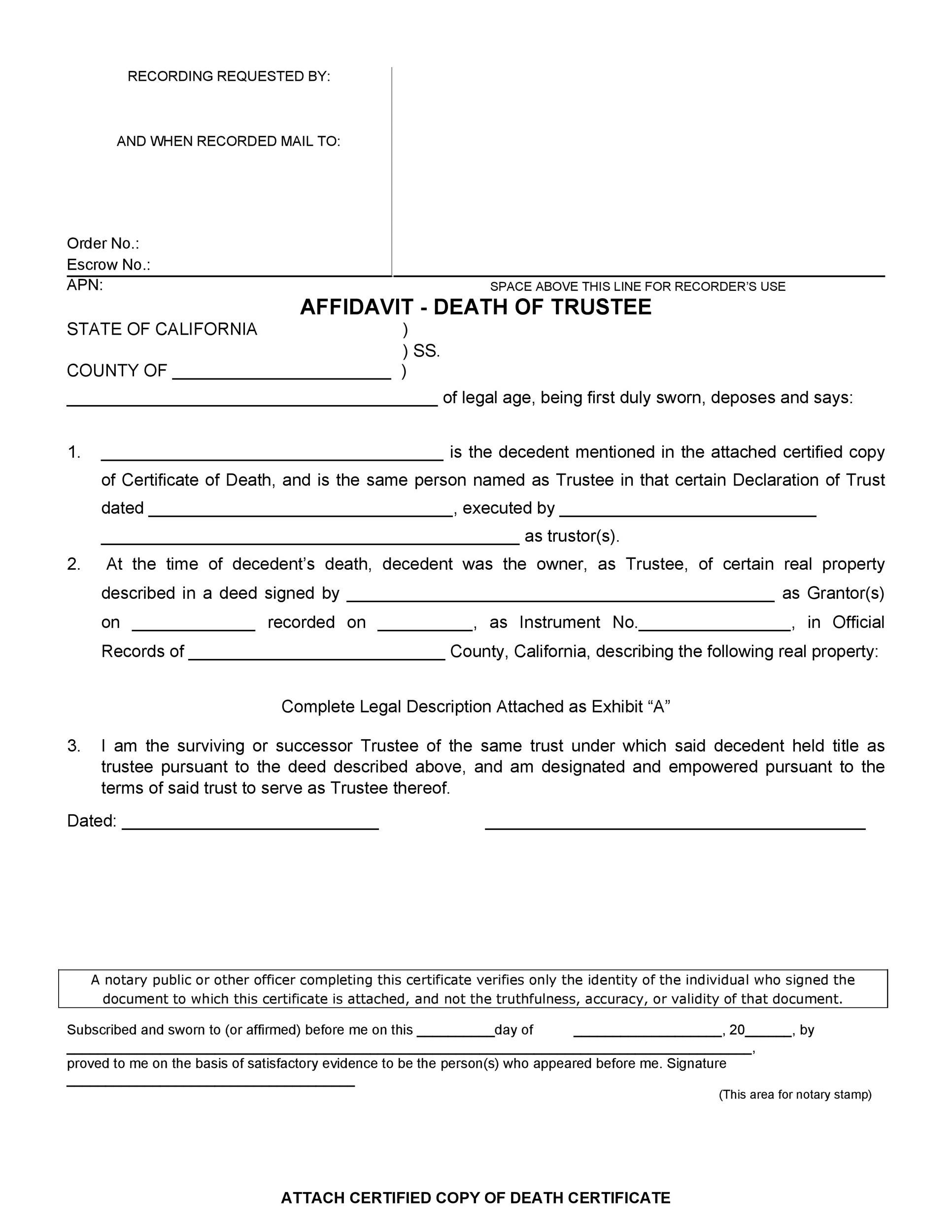 50 Editable Affidavit Of Death Forms (All States) ᐅ TemplateLab