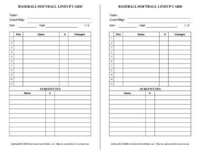 33 Printable Baseball Lineup Templates [Free Download] ᐅ TemplateLab