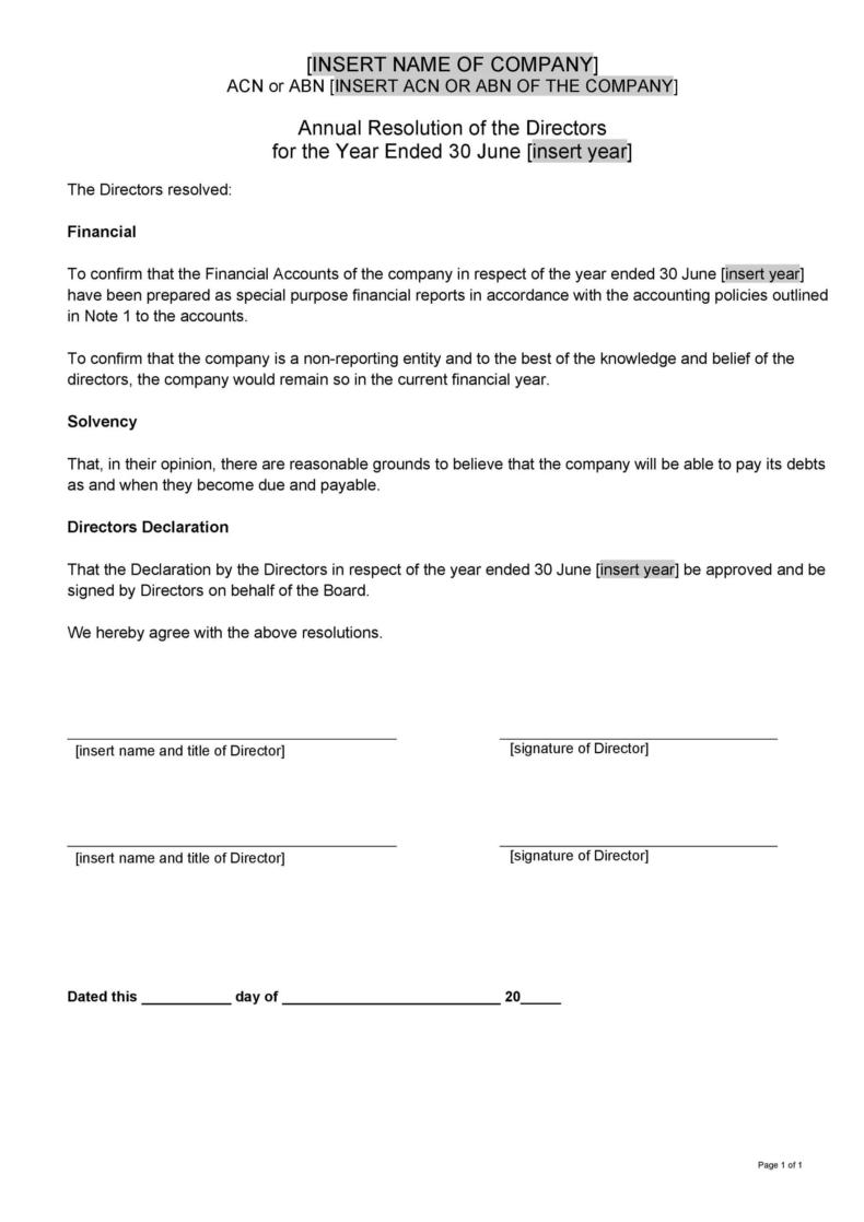 51 Best Board Resolution Templates & Samples ᐅ TemplateLab