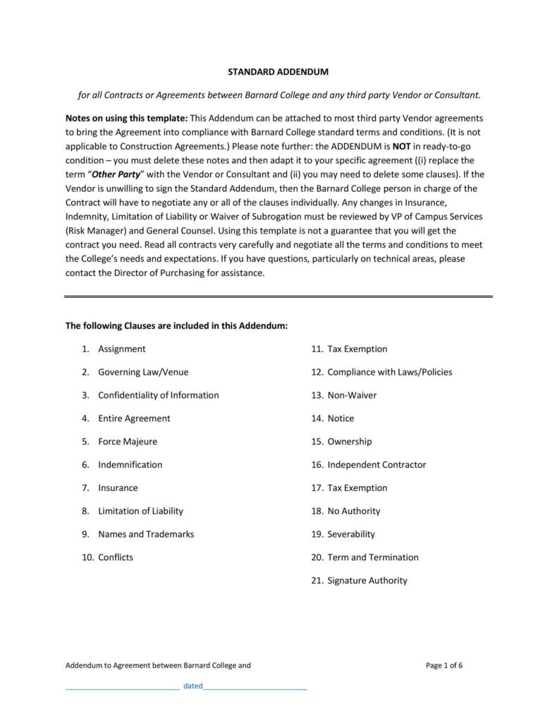 44 Professional Contract Amendment Templates & Samples ᐅ TemplateLab