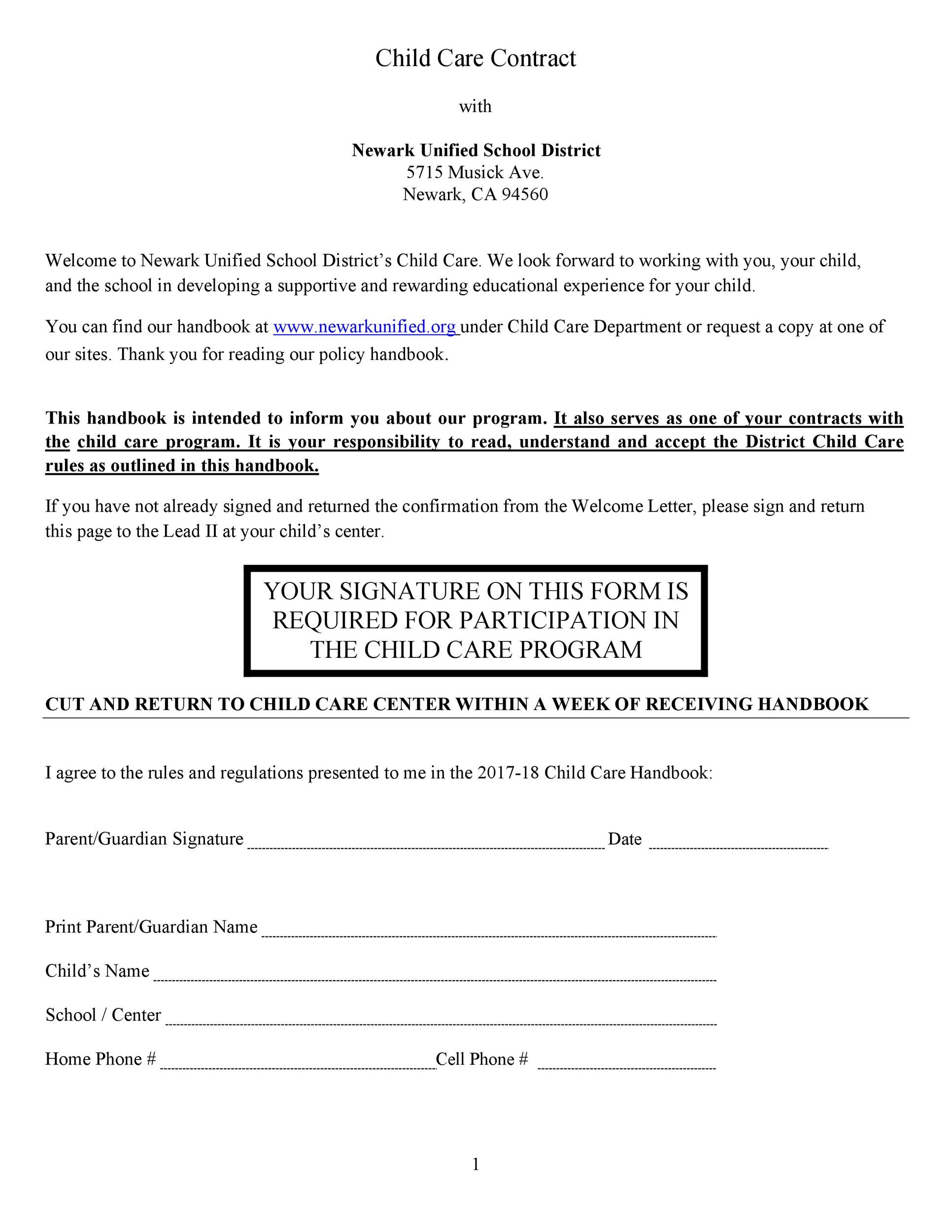 50 plantillas de contratos de guardería, cuidado de niños y canguros ...