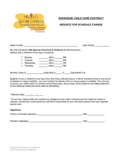 50 Daycare, Child Care & Babysitting Contract Templates [Free] ᐅ
