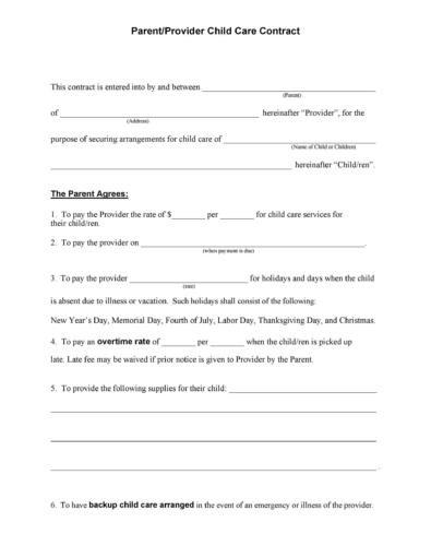 50 Daycare, Child Care & Babysitting Contract Templates [Free] ᐅ