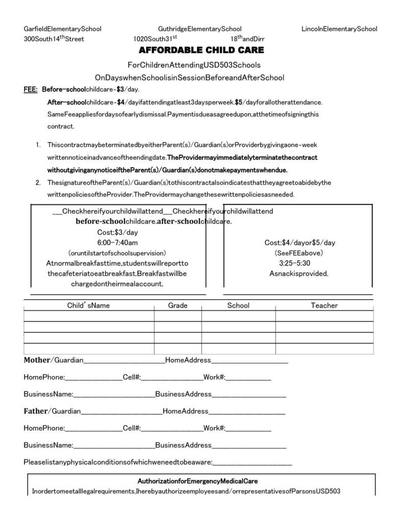 50 Daycare, Child Care & Babysitting Contract Templates [Free] ᐅ