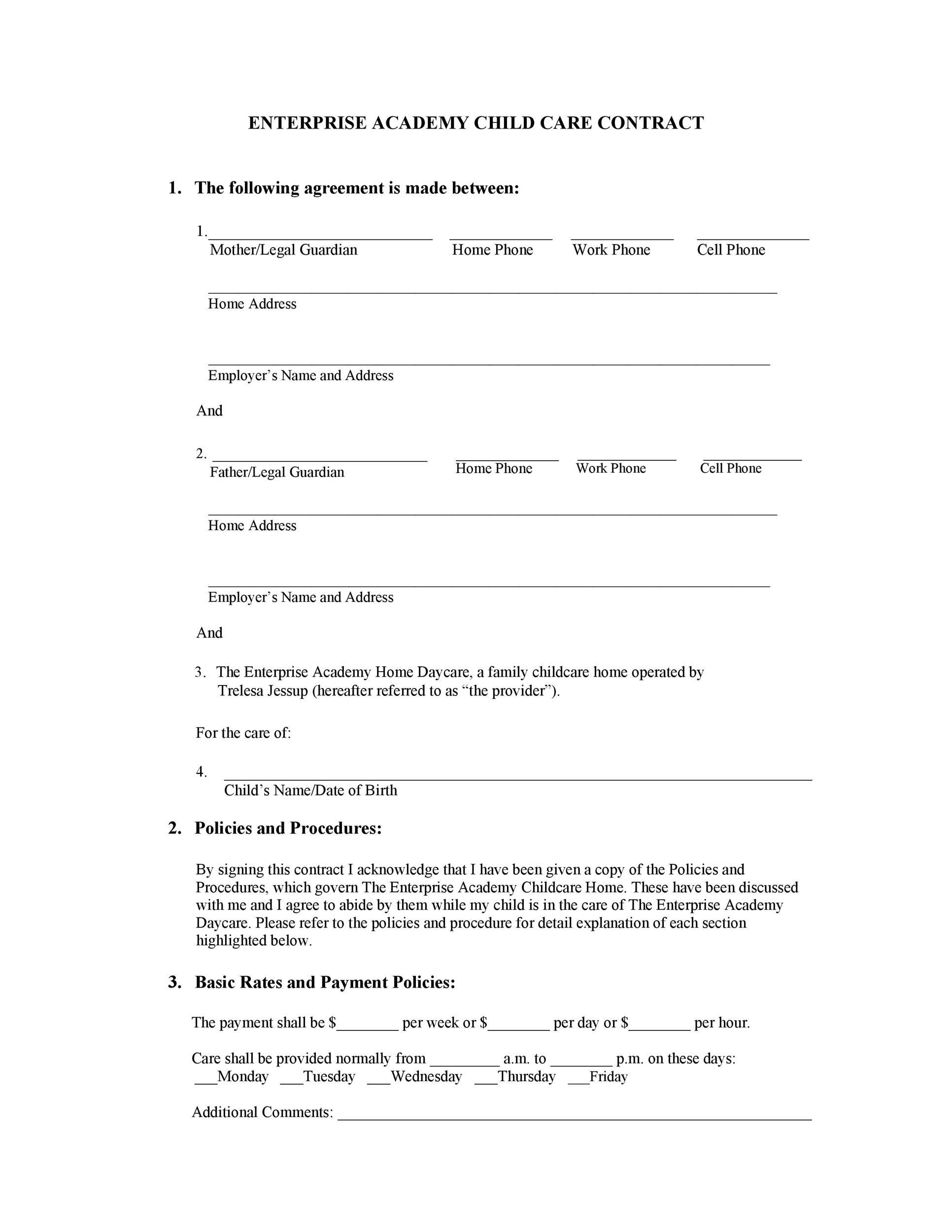 50 plantillas de contratos de guardería, cuidado de niños y canguros ...