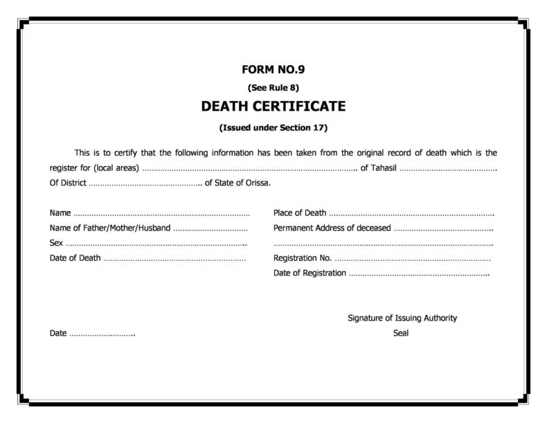 37 Blank Death Certificate Templates [100% FREE] ᐅ TemplateLab