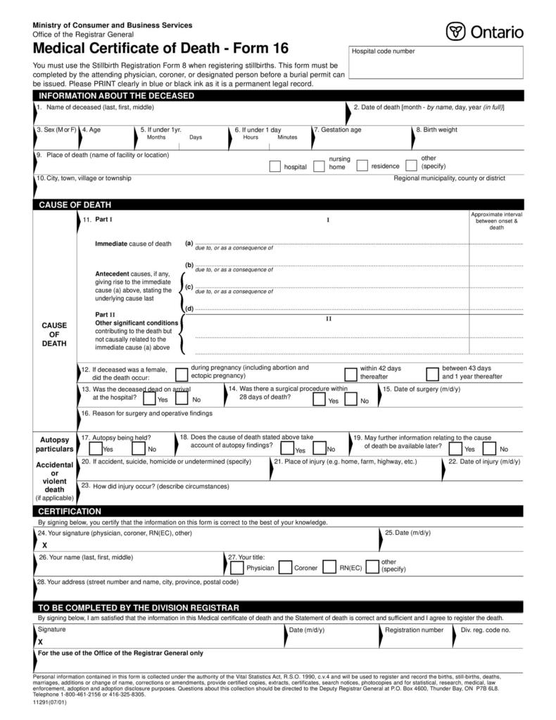37 Blank Death Certificate Templates [100% FREE] ᐅ TemplateLab