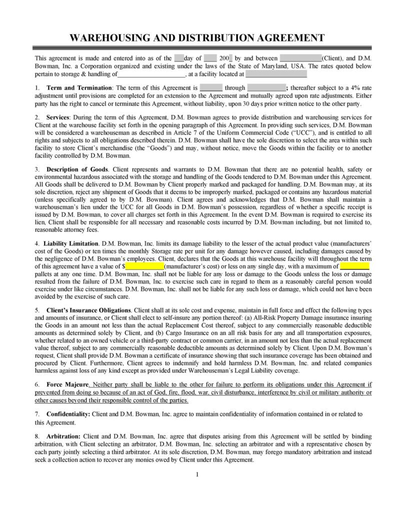 49 Best FREE Distribution Agreement Templates ᐅ TemplateLab