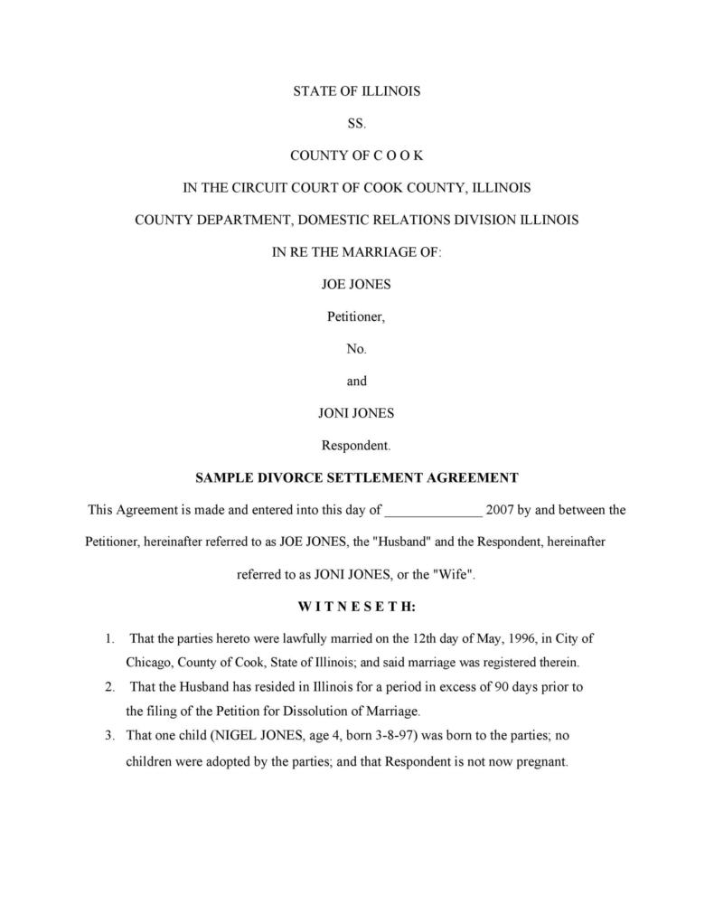 42 Printable Divorce Agreement Templates [Word]