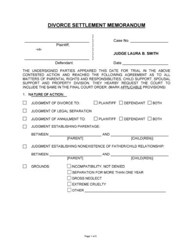 42 Printable Divorce Agreement Templates [Word]