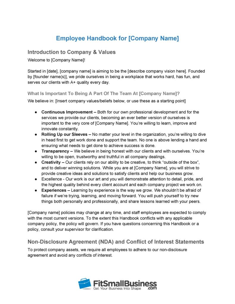 42 Best Employee Handbook Templates & Examples ᐅ TemplateLab