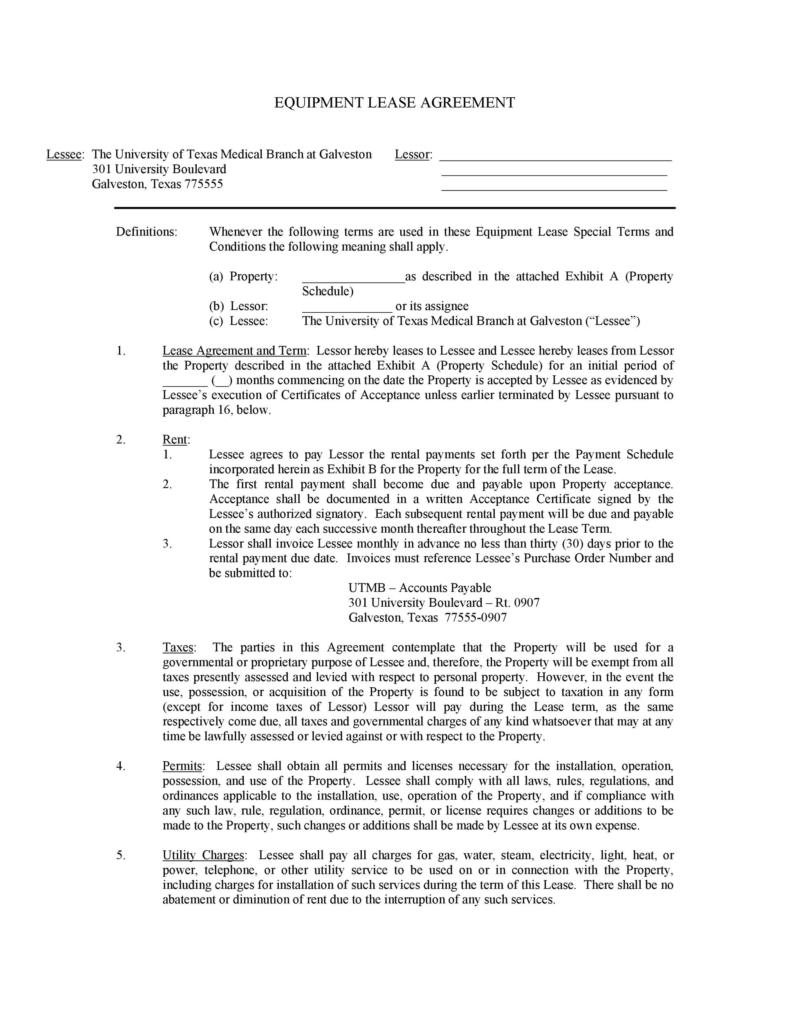 44 Simple Equipment Lease Agreement Templates [Word, PDF]