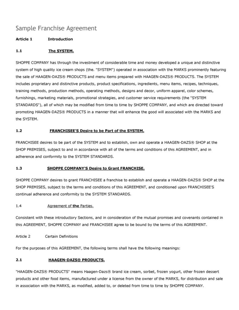 49 Editable Franchise Agreement Templates & Contracts ᐅ TemplateLab