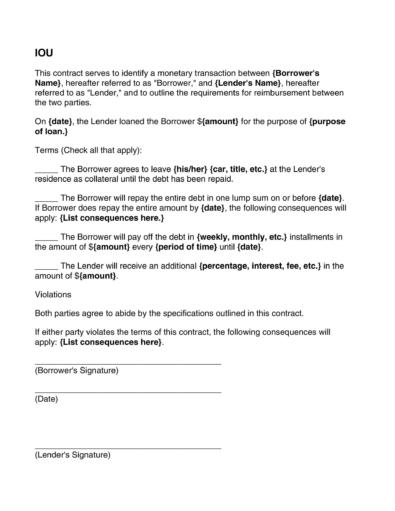 41 Free IOU Templates (I Owe You) ᐅ TemplateLab