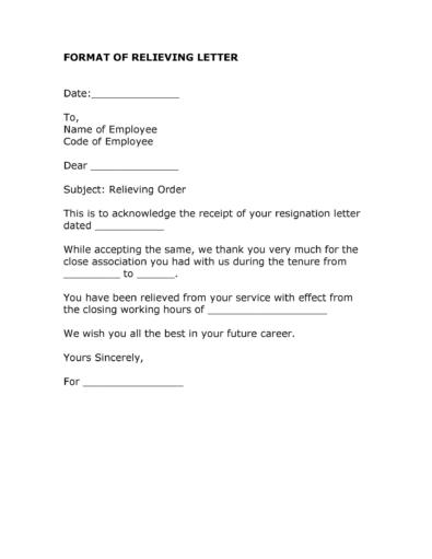 37 Professional Relieving Letters (Free Templates) ᐅ TemplateLab