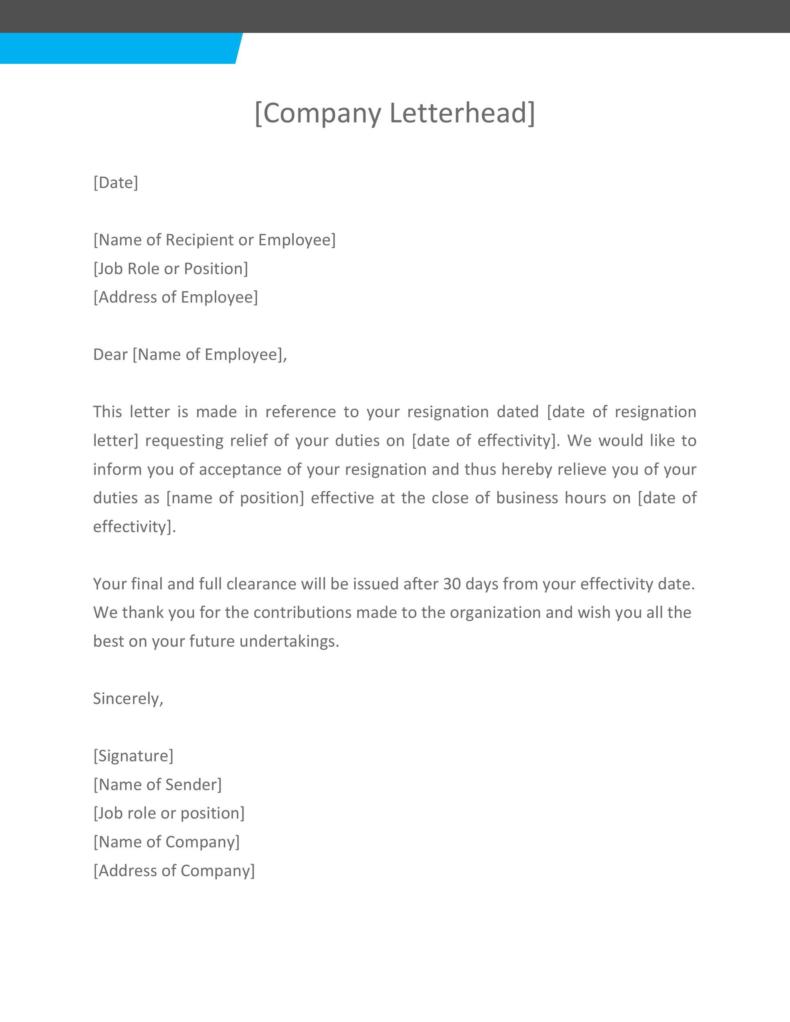 37 Professional Relieving Letters (Free Templates) ᐅ TemplateLab
