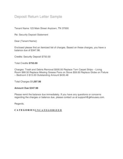 50 Effective Security Deposit Return Letters [MS Word] ᐅ TemplateLab