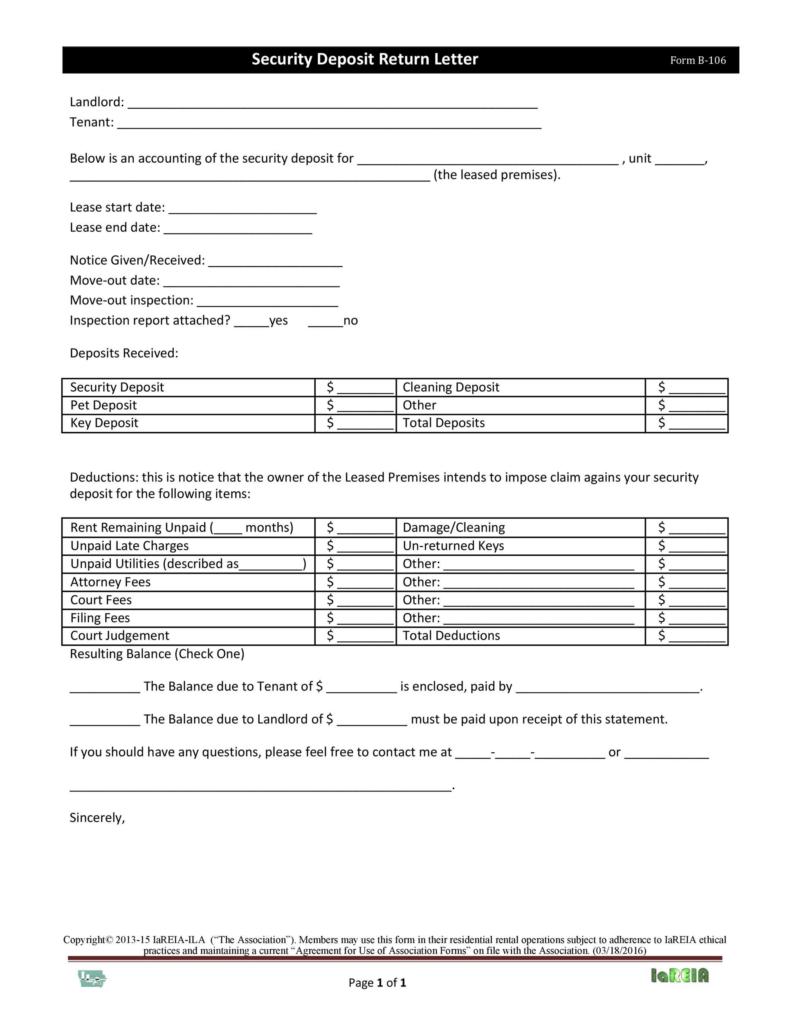 50 Effective Security Deposit Return Letters [MS Word] ᐅ TemplateLab